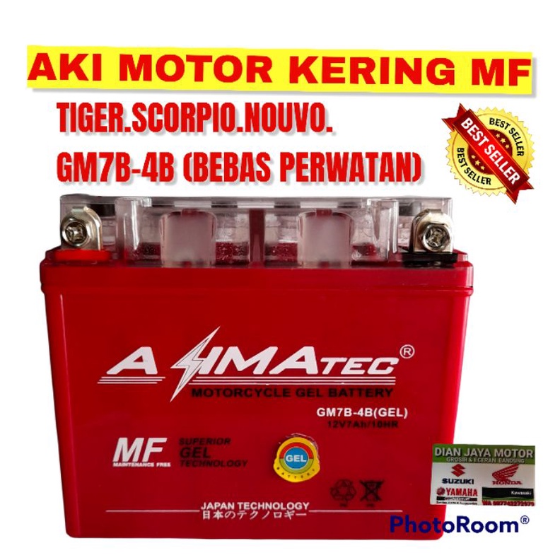 Jual AKI MOTOR TIGER.SCORPIO. NOUVO KERING MF GM7B-4B ACCU MF 12V7AH ...
