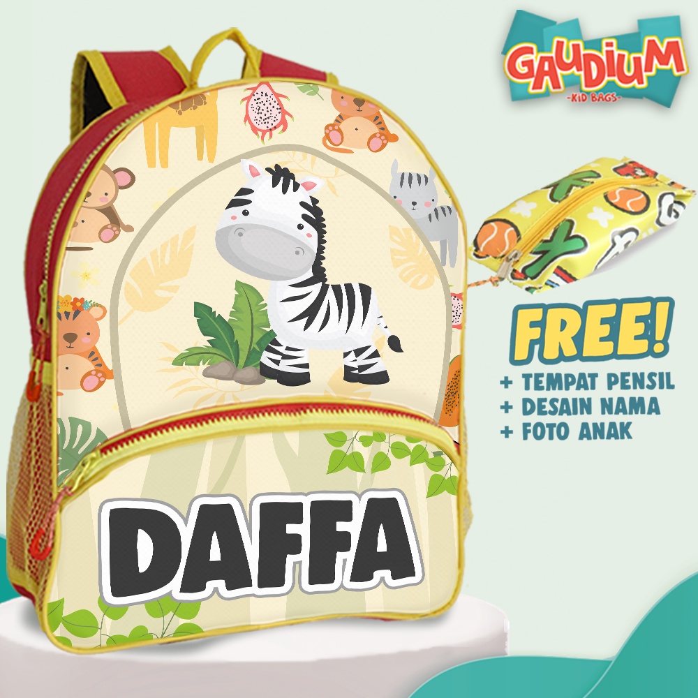 Jual [1 HARI JADI] Tas Anak Custom Nama + Foto Zebra | Tas Sekolah PAUD ...