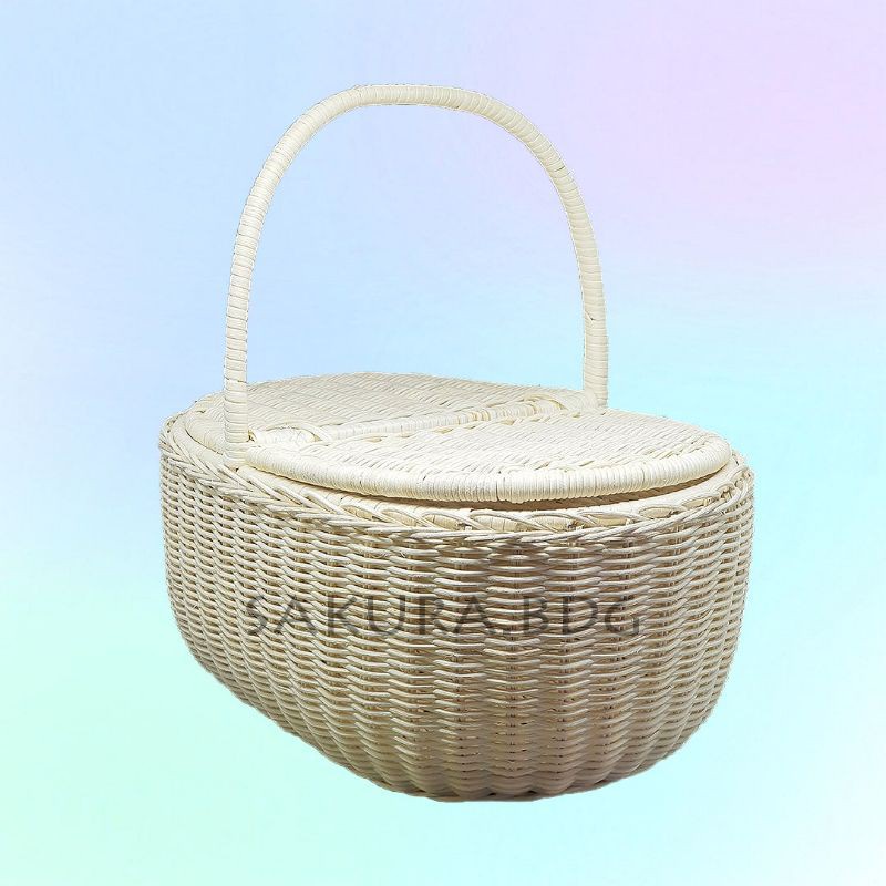 Jual K69XXL - Keranjang rotan piknik jumbo oval XXL 40x26x18 cm hampers ...