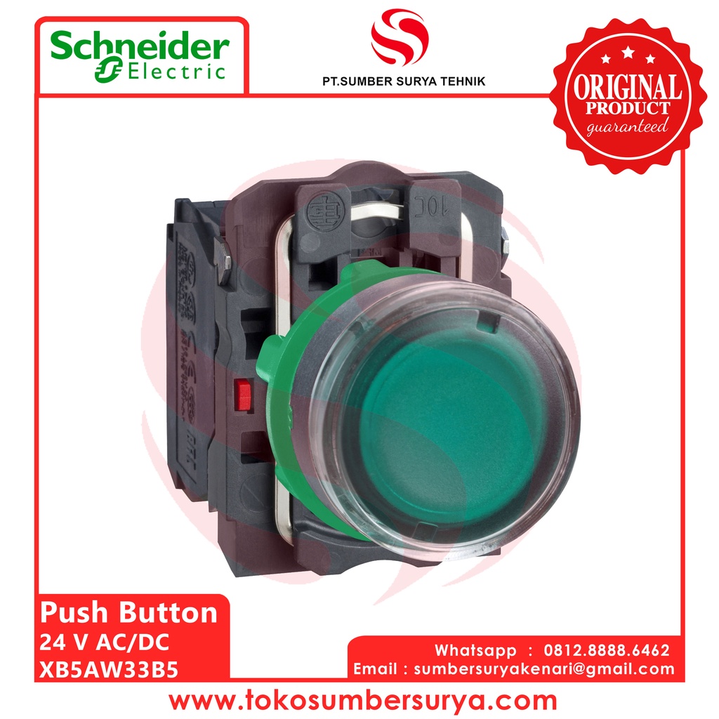 Jual Push Button Warna Hijau Saklar Listrik ON OFF SNI XB5AW33B5 Asli ...