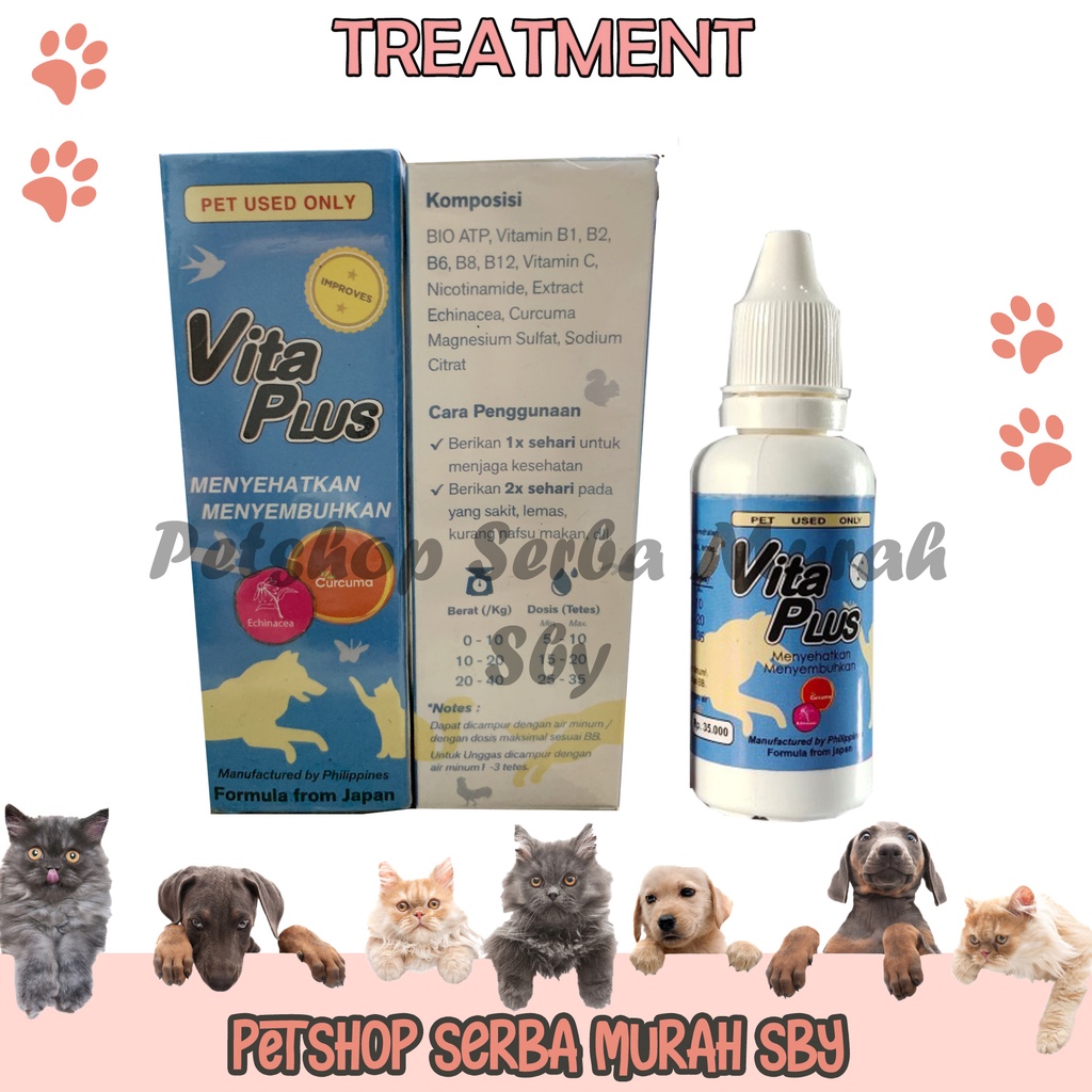 Jual Vitaplus Vita Plus Multivitamin Kucing Anjing Kelinci 30ml | Shopee Indonesia