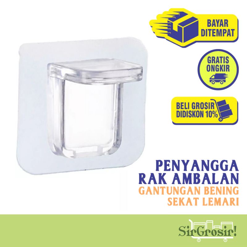Jual TRANSPARENT SHELF HOLDER - 1 pcs Gantungan Tempel Bening Penyangga ...