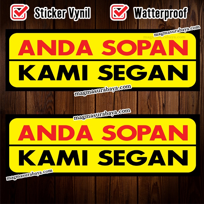 Jual Stiker Anda Sopan Kami segan | Shopee Indonesia