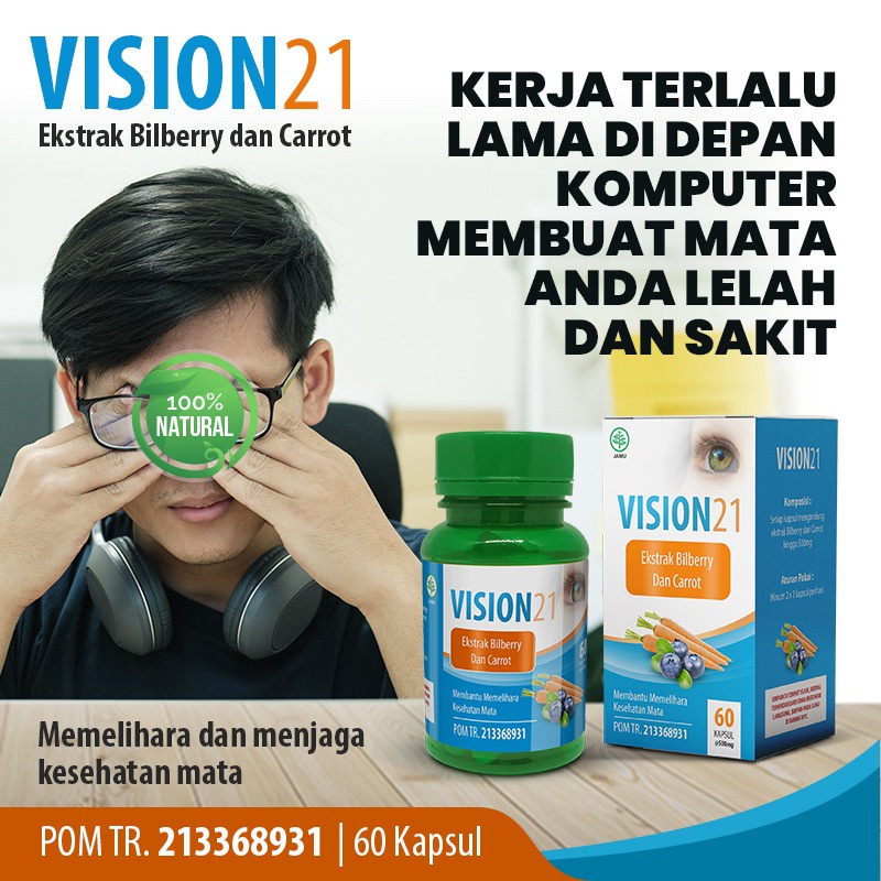 Jual Kapsul Vision 21 Ekstrak Bilberry dan Carrot Herbal Kesehatan Mata ...