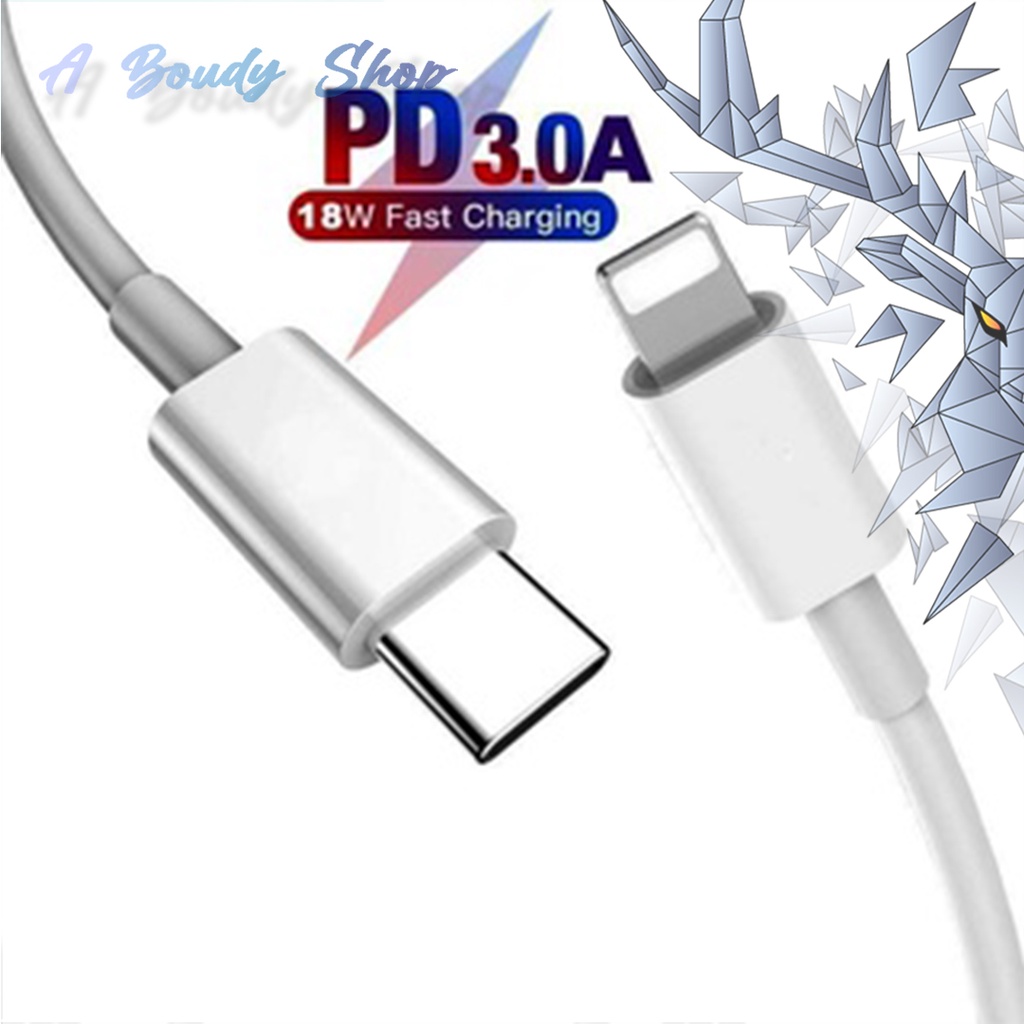 Jual Kabel Charger USB Type C To Lightning 1 Meter Fast Charging 3 Volt ...