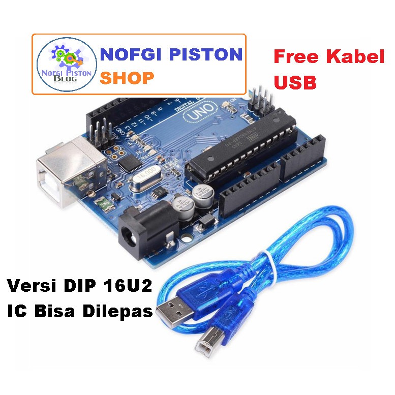 Jual Arduino UNO R3 DIP 16U2 IC Bisa Dilepas Plus Kabel USB Clone Grade ...