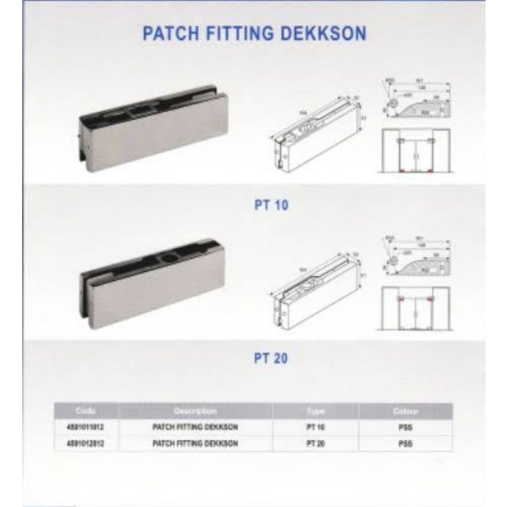 Jual PATCH FITTING DEKSON SET PT 10, PT 20, PENJEPIT KACA PINTU KACA MERK Dekson | Shopee Indonesia