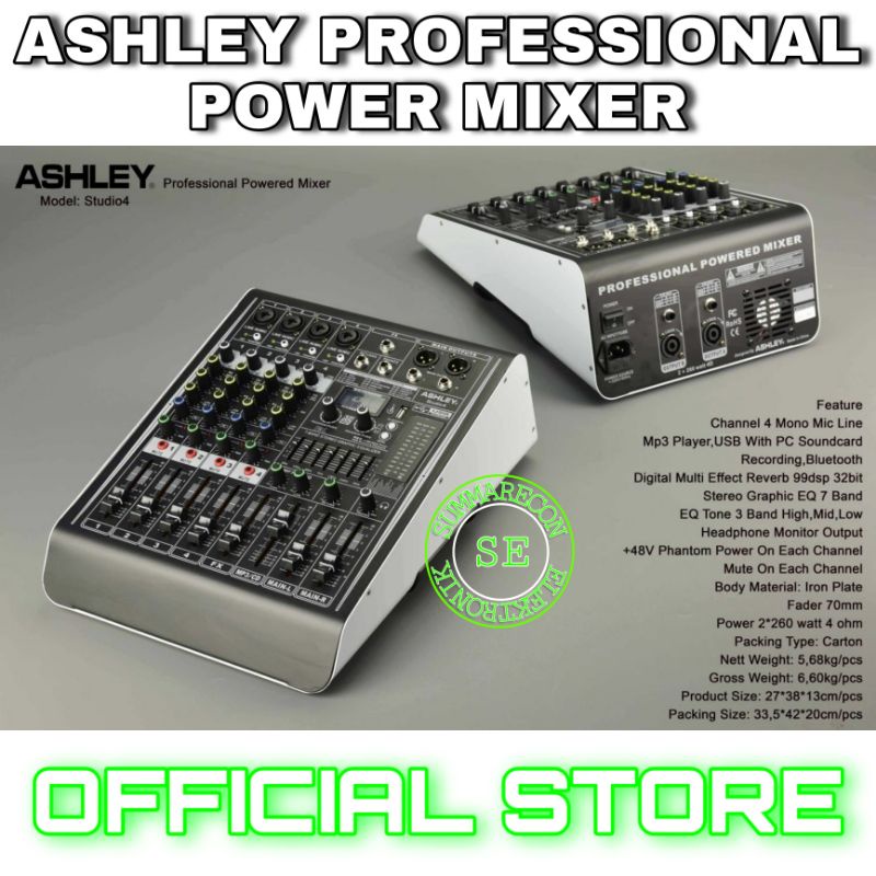 Jual power mixer 4 channel original ashley studio 4 usb bluetooth ...