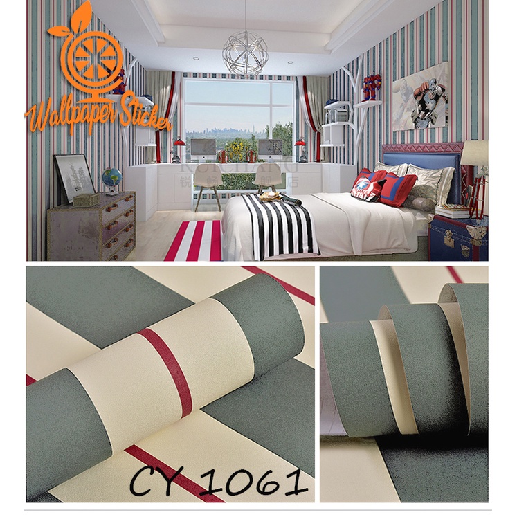 Jual Stiker dinding Wallpaper Dinding Wallstiker kamar tidur 45cm x 8m Bata Garis Batik ...
