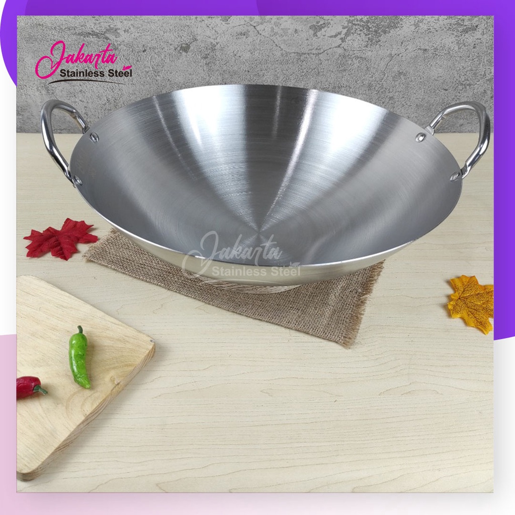 Jual JSS - Wajan Tebal Stainless Steel Kuali Wok Pan Wajan Premium ...