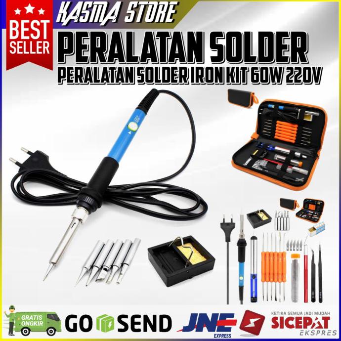 Jual Alat Solder Listrik Lengkap Peralatan Solder Iron Kit Set 60W 220V - Oren | Shopee Indonesia
