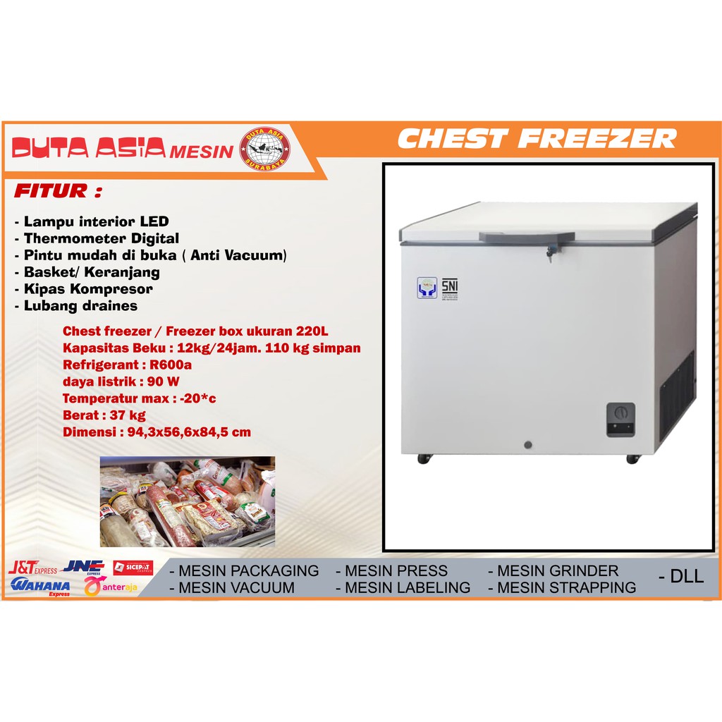 Jual CHEST FREEZER/ MESIN BOX PEMBEKU BAHAN MAKANAN VOLUME 220L ...