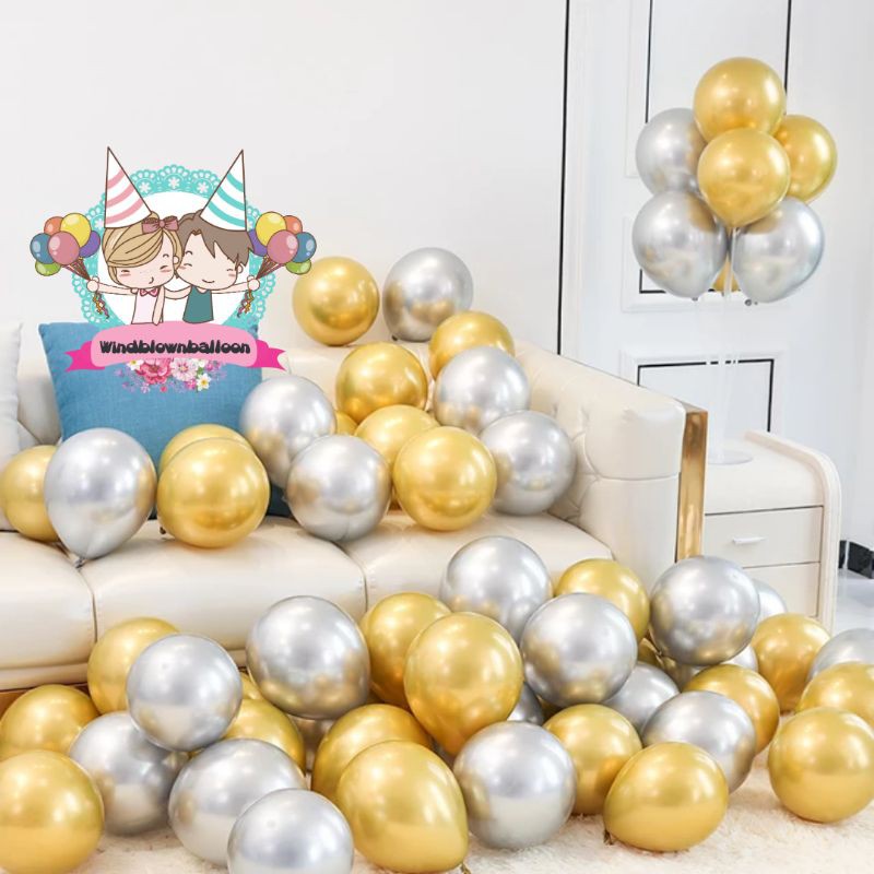 Jual WINDBLOWN BALLOON LATEX CHROME GOLD SILVER SET / BALON KARET POLOS ...