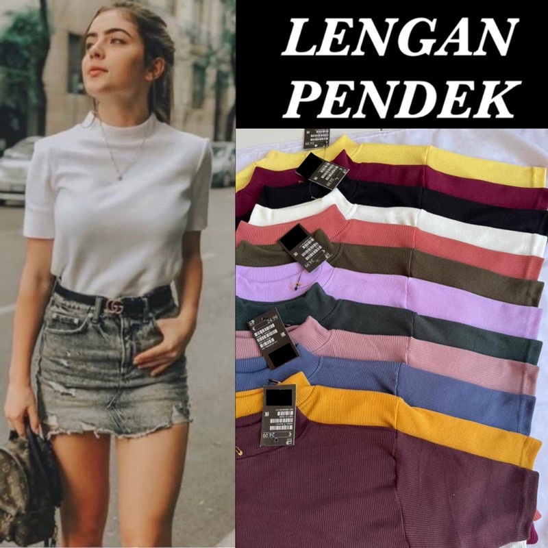 Jual REYA TOP RAJUT KAOS RIB LEHER TINGGI INNER KNIT TURTLENECK BLOUSE ...