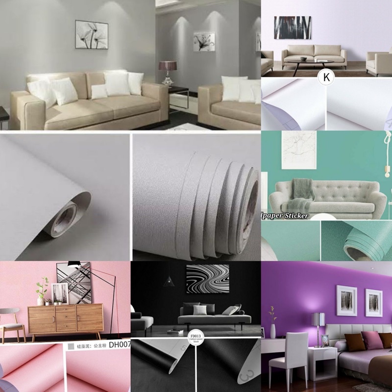 Jual Wallpaper Sticker Dinding Polos 3D Korea Premium/Wallstiker Embos ...