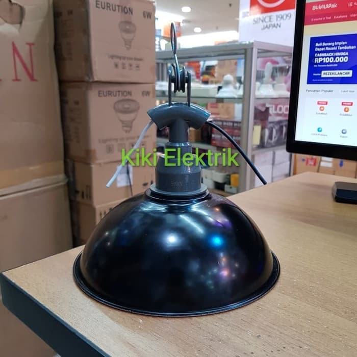 Jual Kap Lampu Gantung WD Mini Hitam Diameter 18,5 cm + Fitting E27 MURAH!!! | Shopee Indonesia