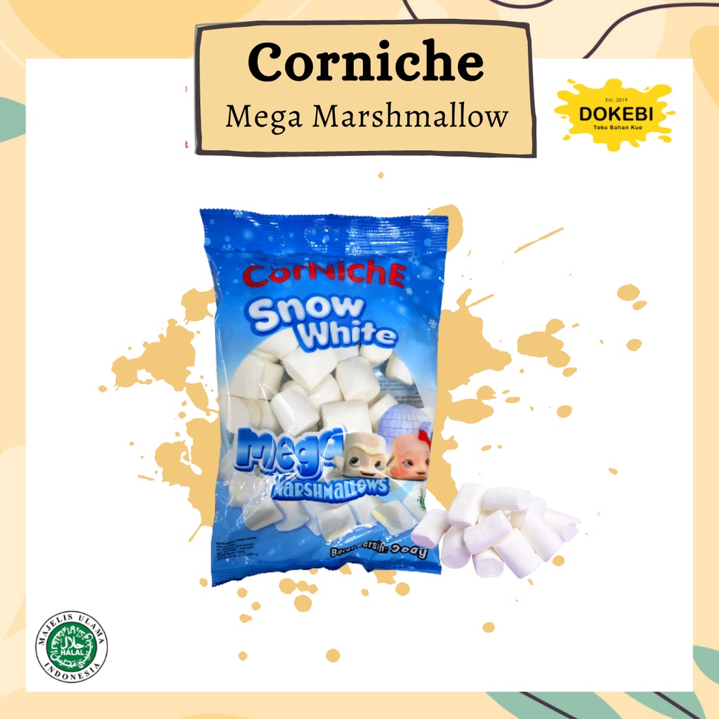 Jual CORNICHE Halal Mega Marshmallow Permen 300gr / Snow White / Pink ...