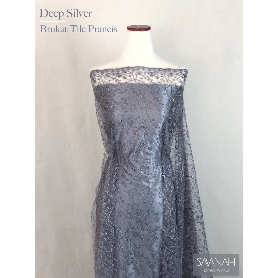 Jual 1/2 meter Bahan Kain Brokat / Brukat Warna Deep Silver | Shopee ...