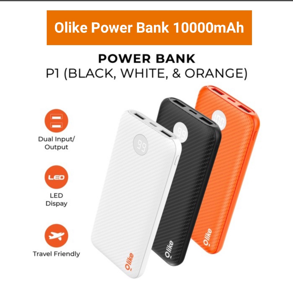 Jual POWER BANK 10000mAh OLIKE P1 LED BATTERY INDICATOR DISPLAY 2 USB ...