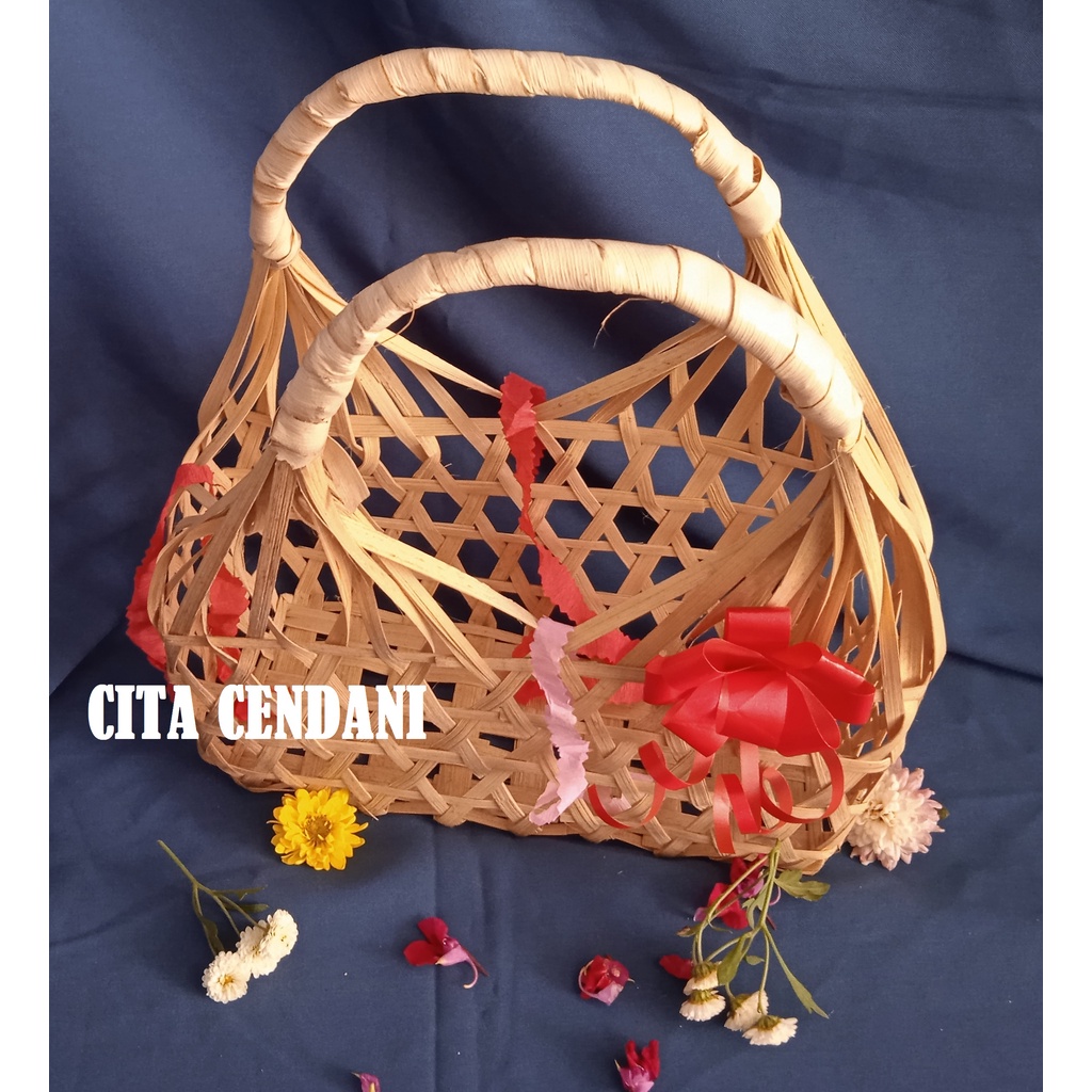 Jual Anyaman Bambu 24x10x13 Keranjang Botol Toples Hampers Makanan ...