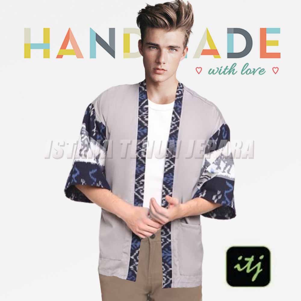 Jual Blazer Pria / Outer Pria / Kimono Etnik Tenun Troso Handmade Hitam ...