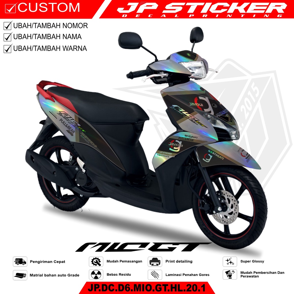 Jual Decal Mio GT Hologram, Chrome Pelangi - Stiker Yamaha Mio GT Full ...