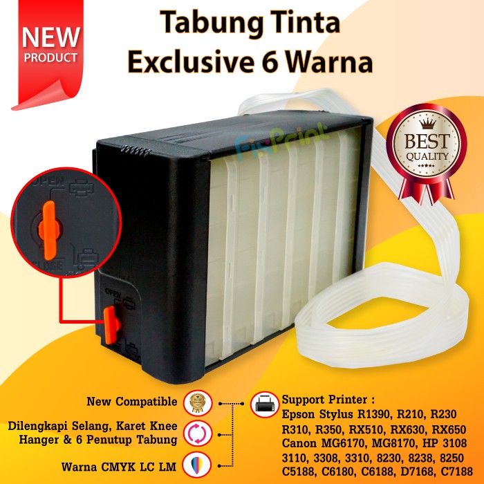 Jual Tabung Infus Box Hitam 6 Warna Tabung Printer Exclusive 6 Sekat ...