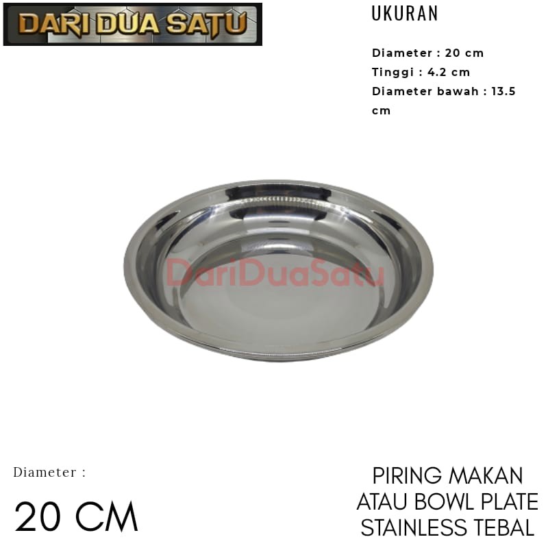 Jual Piring Makan Kitchen Plate Stainless 20 cm | Shopee Indonesia