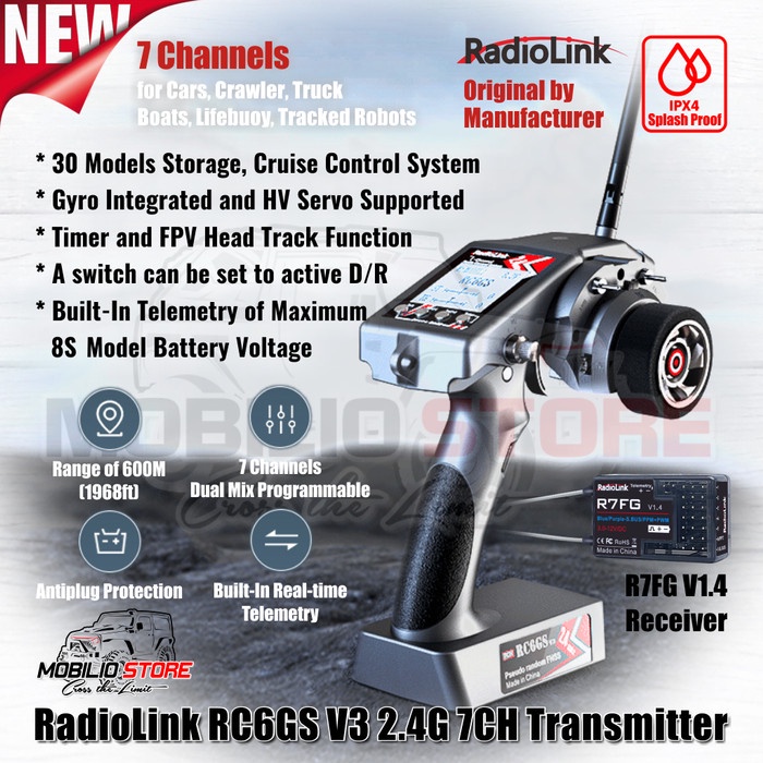 Jual Radiolink RC6GS V3 7 Channels RC Transmitter and Receiver R7FG ...