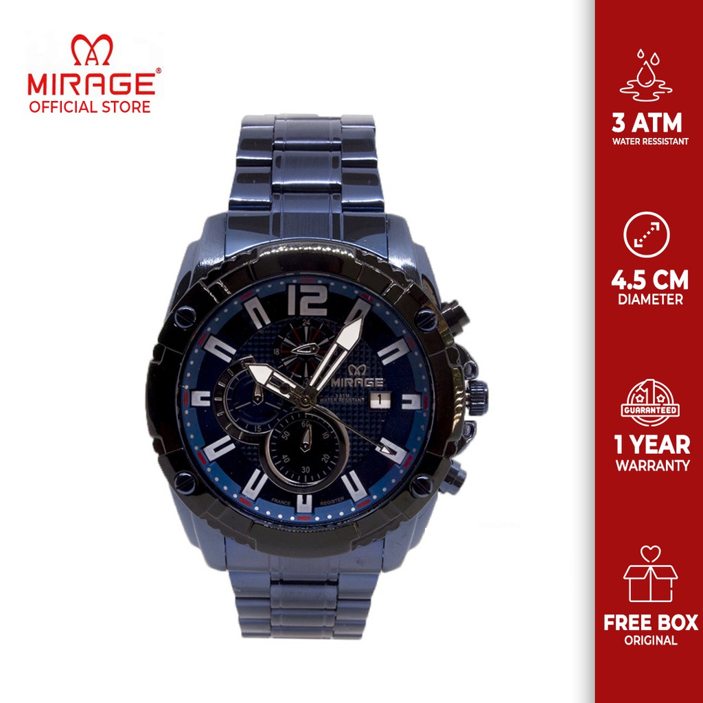 Jual Mirage Original Jam Tangan Pria Macho Sporty Analog Blue Navy 8714 ...