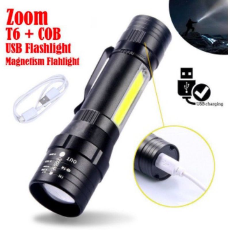 Jual Senter SWAT Zoom Mini Senter Police LED Waterproof USB Charger ...