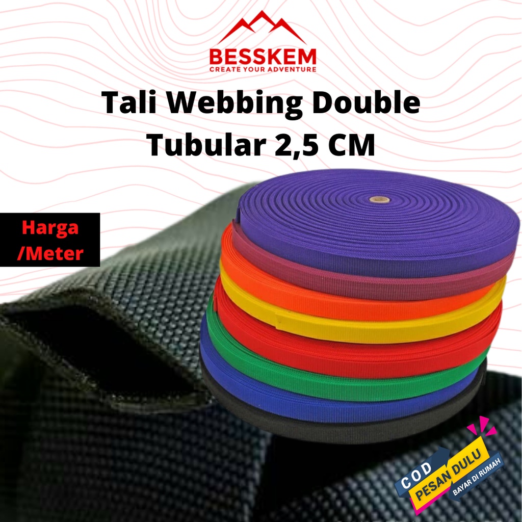 Jual Tali Webing Webbing Tubular 4,5 Meter Atau 5 Yard Diameter 2,5 Cm ...