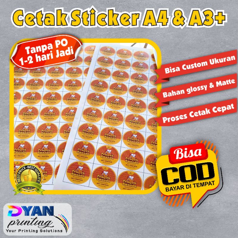 Jual CETAK STICKER BY REQUEST UKURAN PER LEMBAR A4 & A3 | Shopee Indonesia