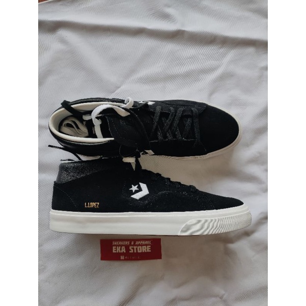 Jual Converse Louie Lopez Pro Mid Black White Original Resmi | Shopee ...