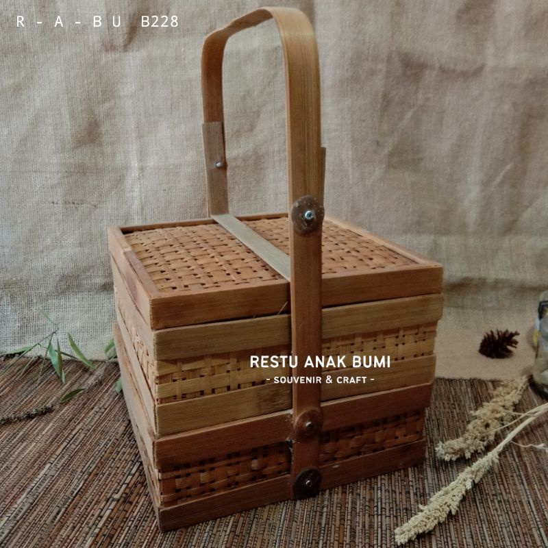Jual Promo (B228) Rantang Bambu Coklat 25cm S2|Wadah Nasi|Tempat ...