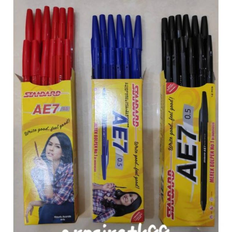 Jual pulpen standar AE7 tinta merah | Shopee Indonesia