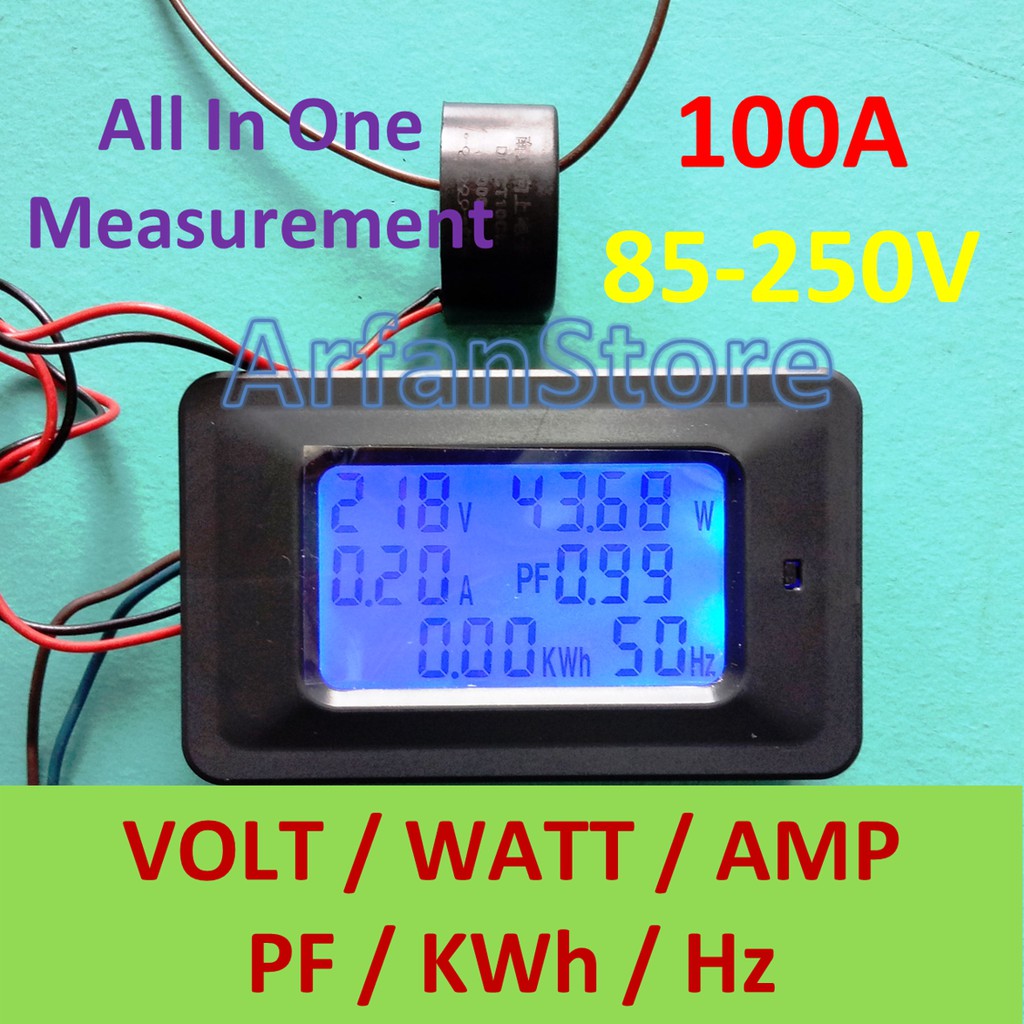 Jual Volt Watt Amp Ampere PF Power Factor KWh Hertz Hz Meter AC 220V ...