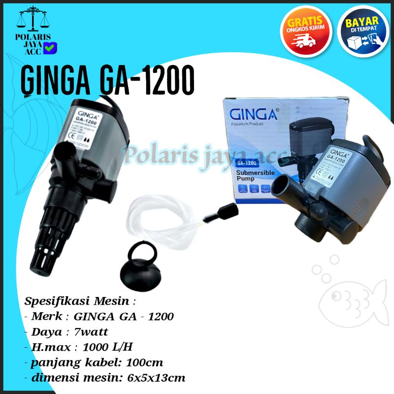 Jual GINGA GA 1200 POMPA AIR CELUP AQUARIUM KOLAM POWER HEAD GA1200 ...