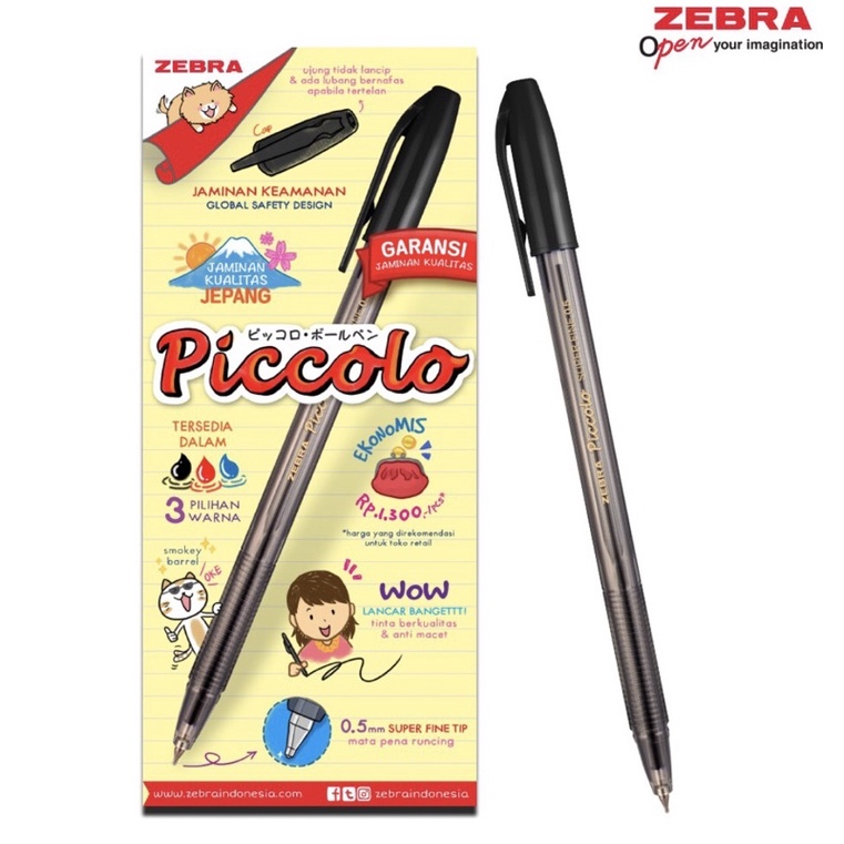 Jual BULPOINT ZEBRA PICCOLO HITAM / BIRU / MERAH (Isi 12 biji) | Shopee ...