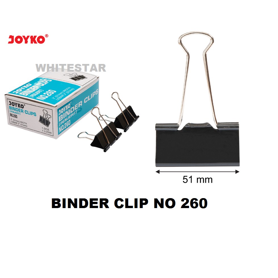 Jual binder clip no 260 joyko / paper clip / klip kertas (pack =12 pcs) | Shopee Indonesia