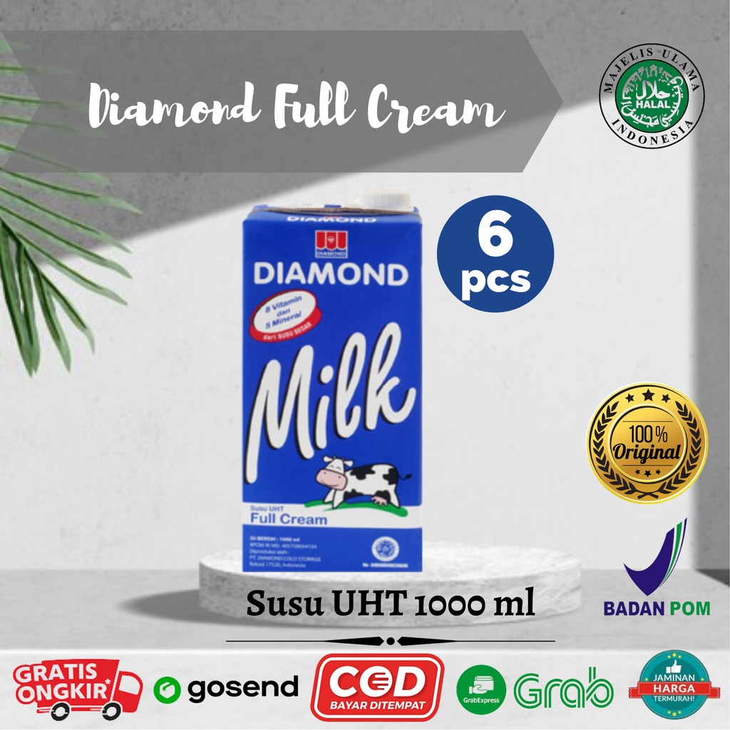 Jual Susu Diamond Fresh Milk Susu Uht Susu Segar 6 x 1000 ml / 1 Liter ...