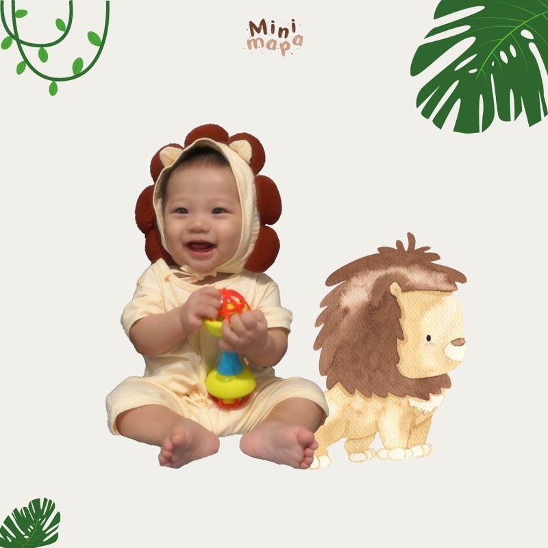 Jual MINIMAPA - Romper set topi bayi singa lucu jumper kostum safari ...