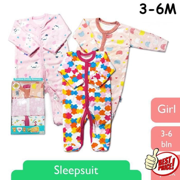 Jual Libby 3 Pc Premium Sleepsuit Boy & Girl (3-6 m ) | Shopee Indonesia