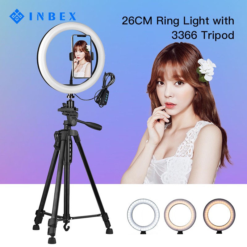 Jual INBEX Paket Ring Light 26cm+3366 Tripod+U holder+Carry Bag for HP ...