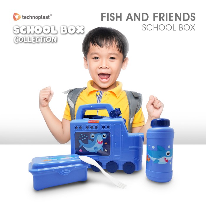 Jual TECHNOPLAST Paket Bekal School Box Fish & Friends Kotak Bekal ...
