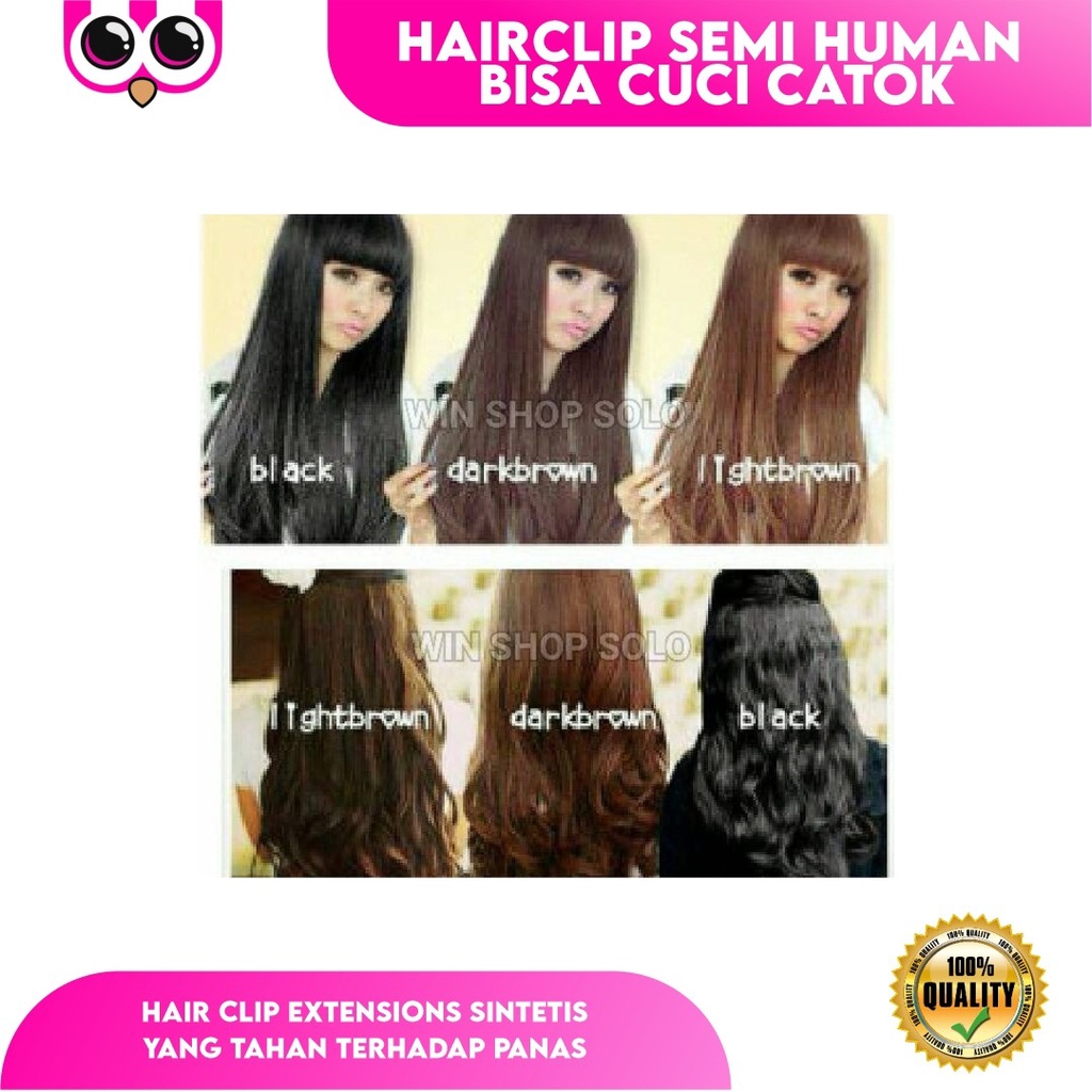 Jual HAIRCLIP SEMI HUMAN BISA CUCI CATOK | Shopee Indonesia
