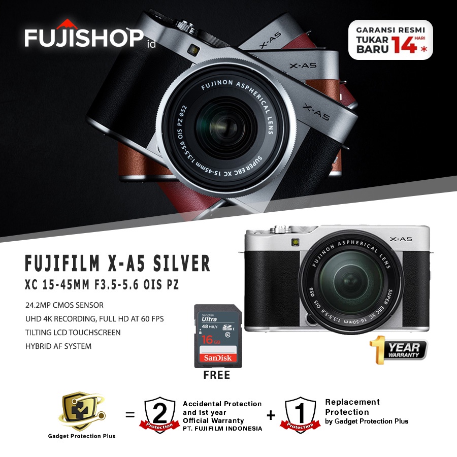 Jual Kamera Fujifilm XA5 X-A5 Fuji XA5 X-A5 Kit 15-45mm + SDHC 16GB GARANSI RESMI | Shopee Indonesia