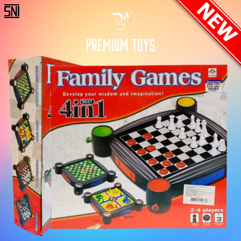 Jual Mainan Anak - Family Game 4 in 1 Catur Othello Snake Ladder Halma | Shopee Indonesia