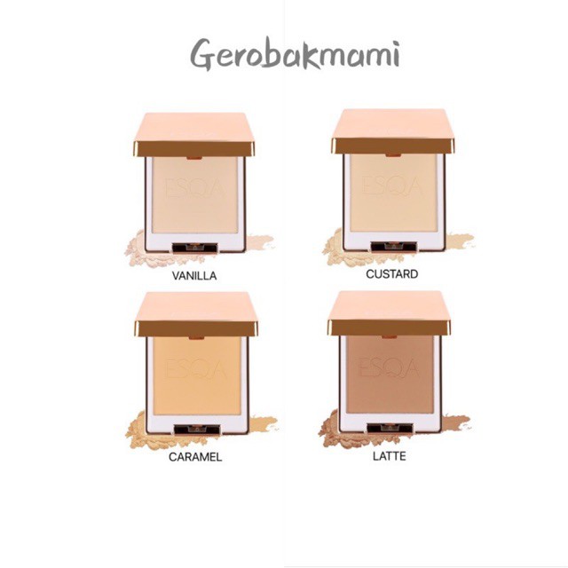 Jual Esqa Flawless Powder Foundation Vanilla Custard Caramel Latte ...