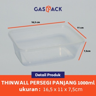 Jual Kotak Makan Plastik / Thinwall / Food Container - Persegi panjang 1000ml ( ISI 25 PCS ...